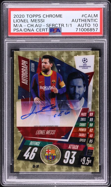 2020 Topps Chrome Match Attax Superfractor Lionel Messi AUTO DNA 10 1/1 ...