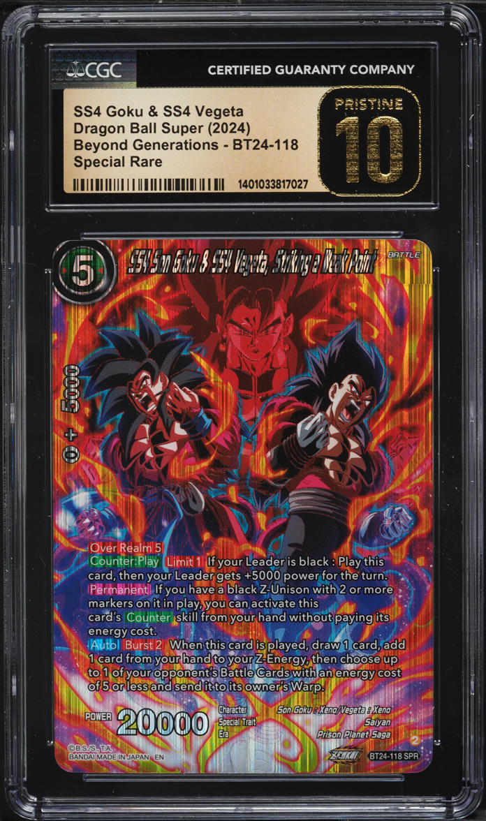 2024 Dragon Ball Super Beyond Generations SS4 Goku & SS4 Vegeta CGC 10 PRISTINE on Fanatics Collect