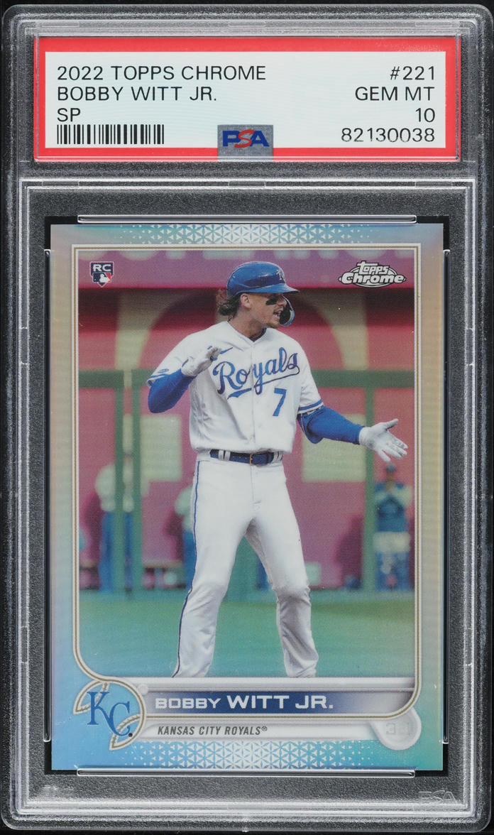 2022 Topps Chrome Bobby Witt Jr. SP ROOKIE #221 PSA 10 GEM MINT on Fanatics Collect