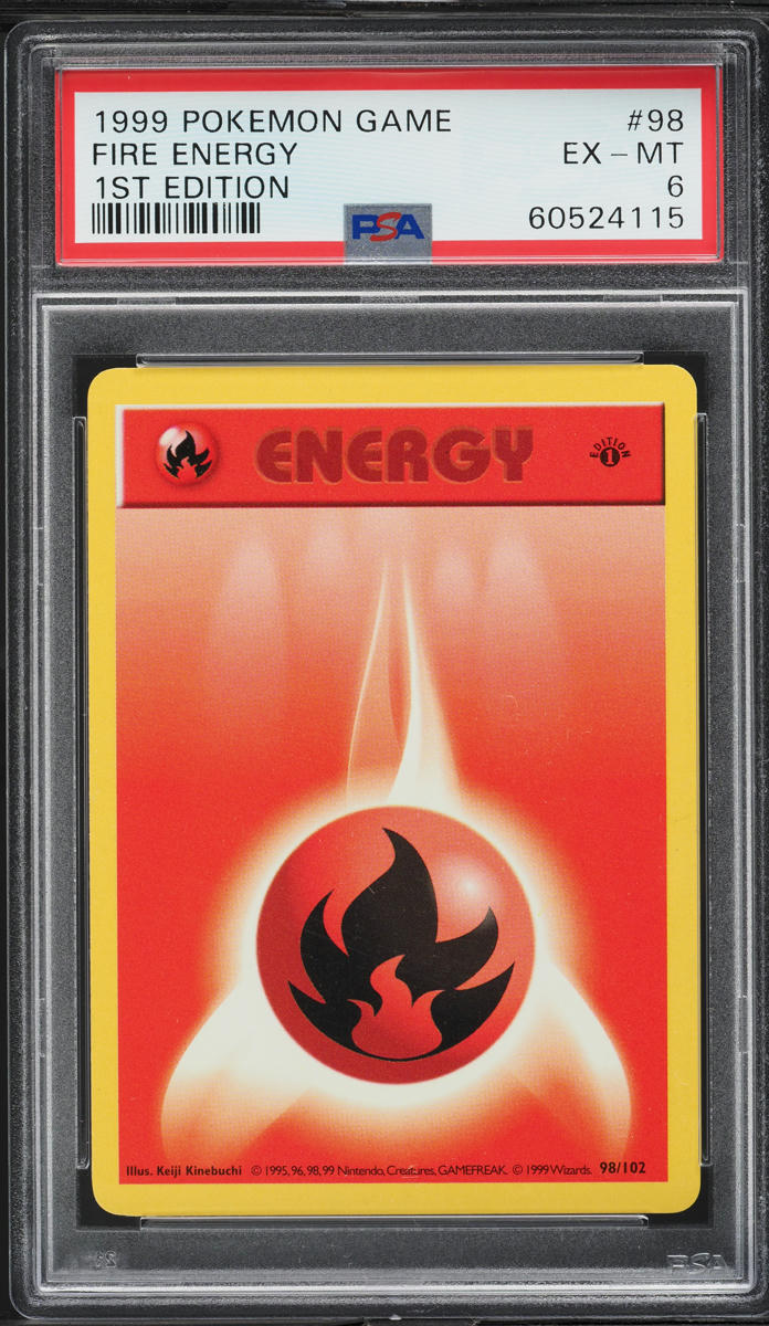 1999 Pokemon Base Set Shadowless 1st Edition Fire Energy #98 PSA 6 EXMT ...