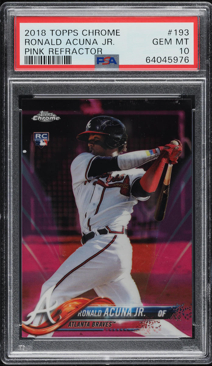 2018 Topps Chrome Pink Refractor Ronald Acuna Jr. ROOKIE #193 PSA 10 ...
