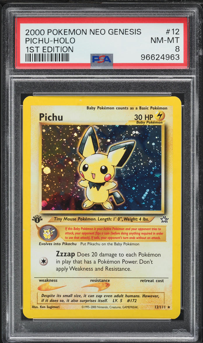 2000 Pokemon Neo Genesis 1st Edition Holo Pichu #12 PSA 8 NM-MT on ...