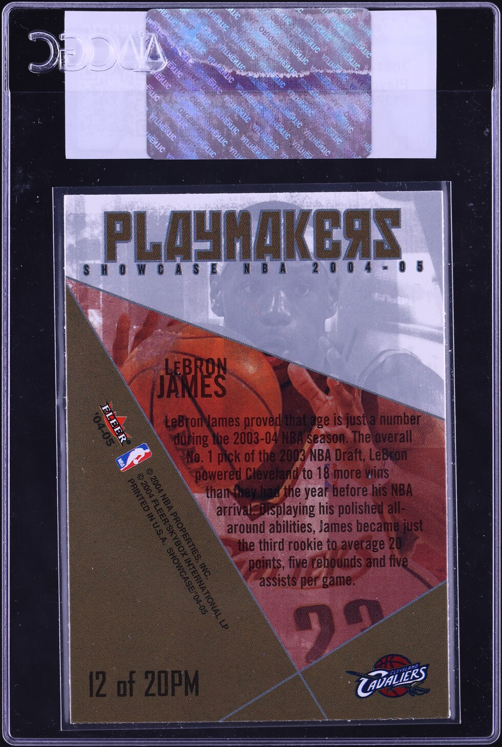 2004 Fleer Showcase Playmakers LeBron James #12PM CGC AUTH on Fanatics ...