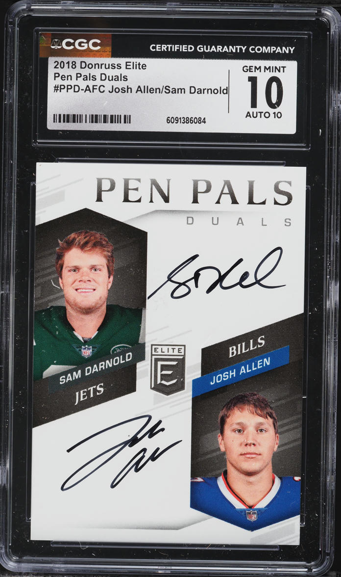 2018 Donruss Elite Pen Pals Duals Josh Allen Sam Darnold AUTO #PPD-AFC ...