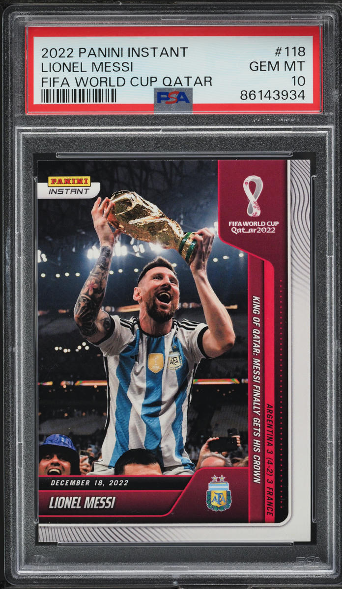 2022 Panini Instant FIFA World Cup Lionel Messi #118 PSA 10 GEM MINT on ...