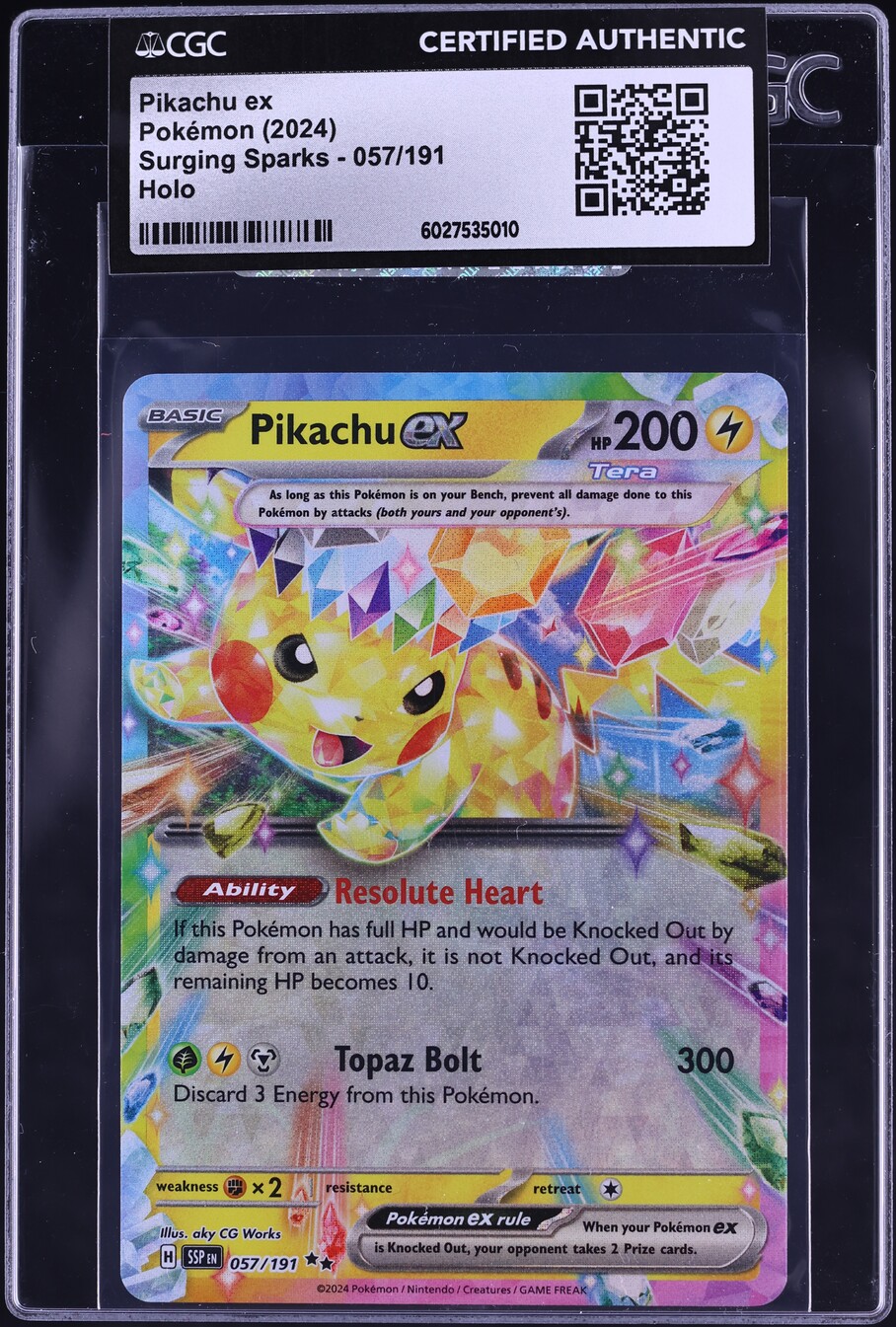 2024 Pokemon Scarlet & Violet Surging Sparks Holo Pikachu ex #57 CGC ...