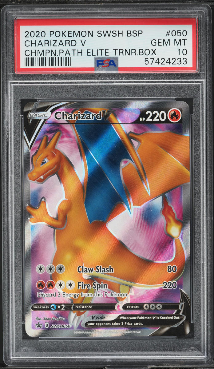 2020 Pokemon SWSH Black Star Promo Champion's Path Charizard V #50 PSA ...