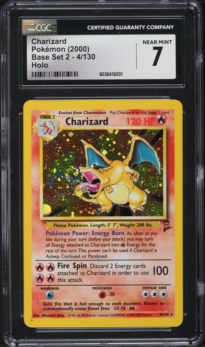 2000 Pokemon Base Set 2 Holo Charizard #4 CGC 7 NRMT on Fanatics Collect