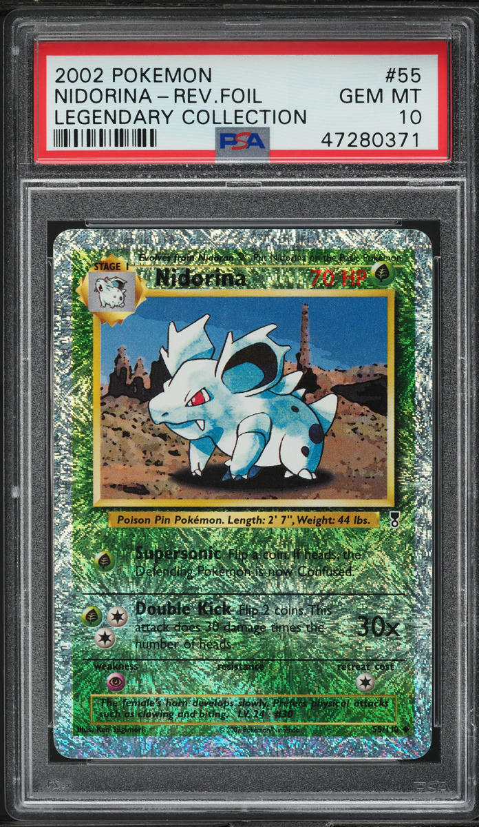 2002 Pokemon Legendary Collection Reverse Holo Nidorina #55 PSA 10 GEM ...