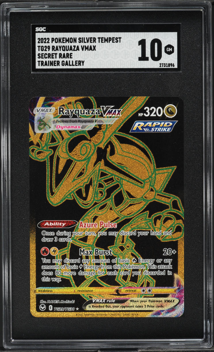2022 Pokemon Sword & Shield Silver Tempest Rayquaza VMAX #TG29 SGC 10 GEM MINT on Fanatics Collect