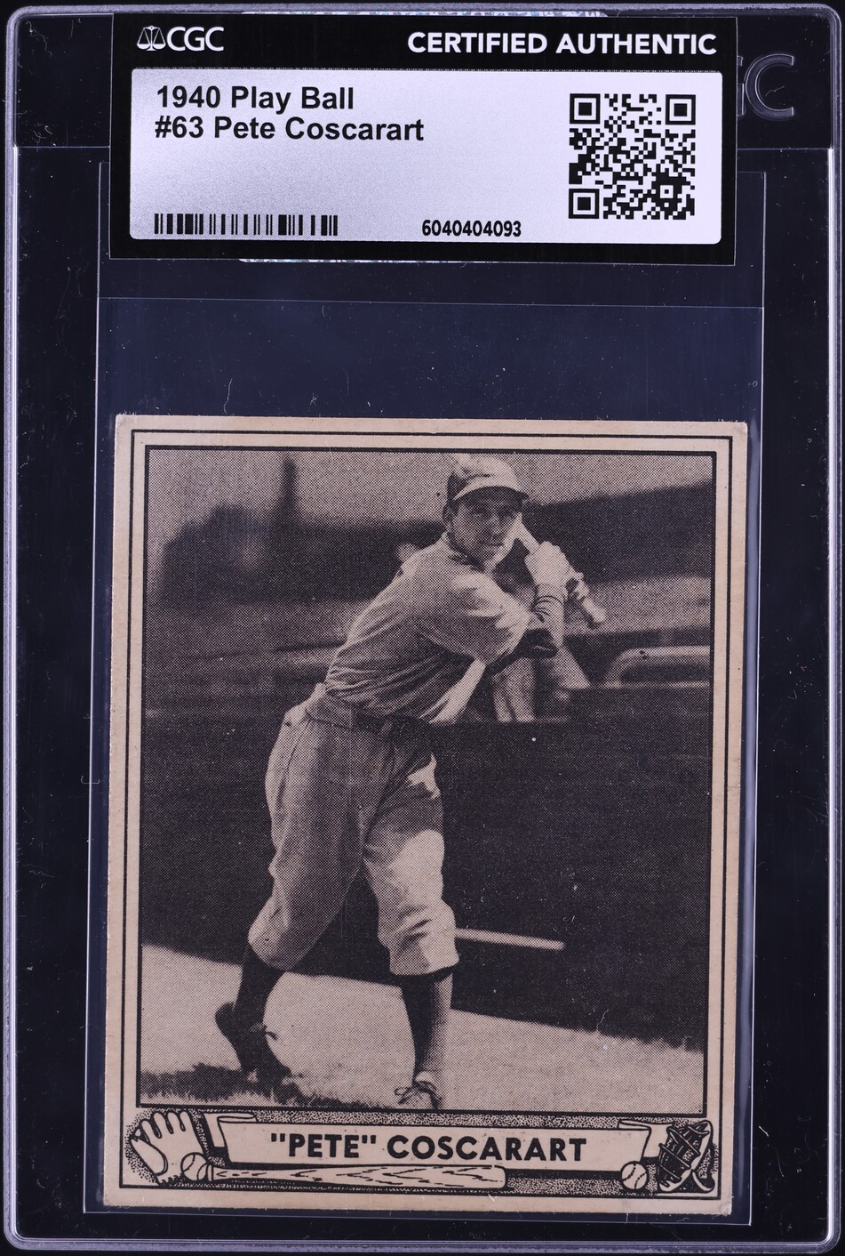 1940 Play Ball Pete Coscarart #63 CGC AUTH on Fanatics Collect
