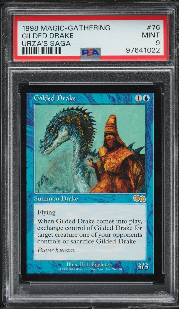 1998 Magic The Gathering MTG Urza's Saga Gilded Drake #76 PSA 9 MINT on ...