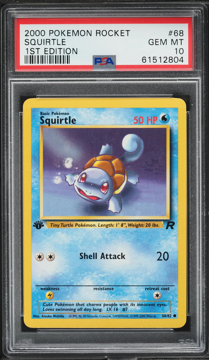 2000 Pokemon Team Rocket 1st Edition Squirtle #68 PSA 10 GEM MINT on ...