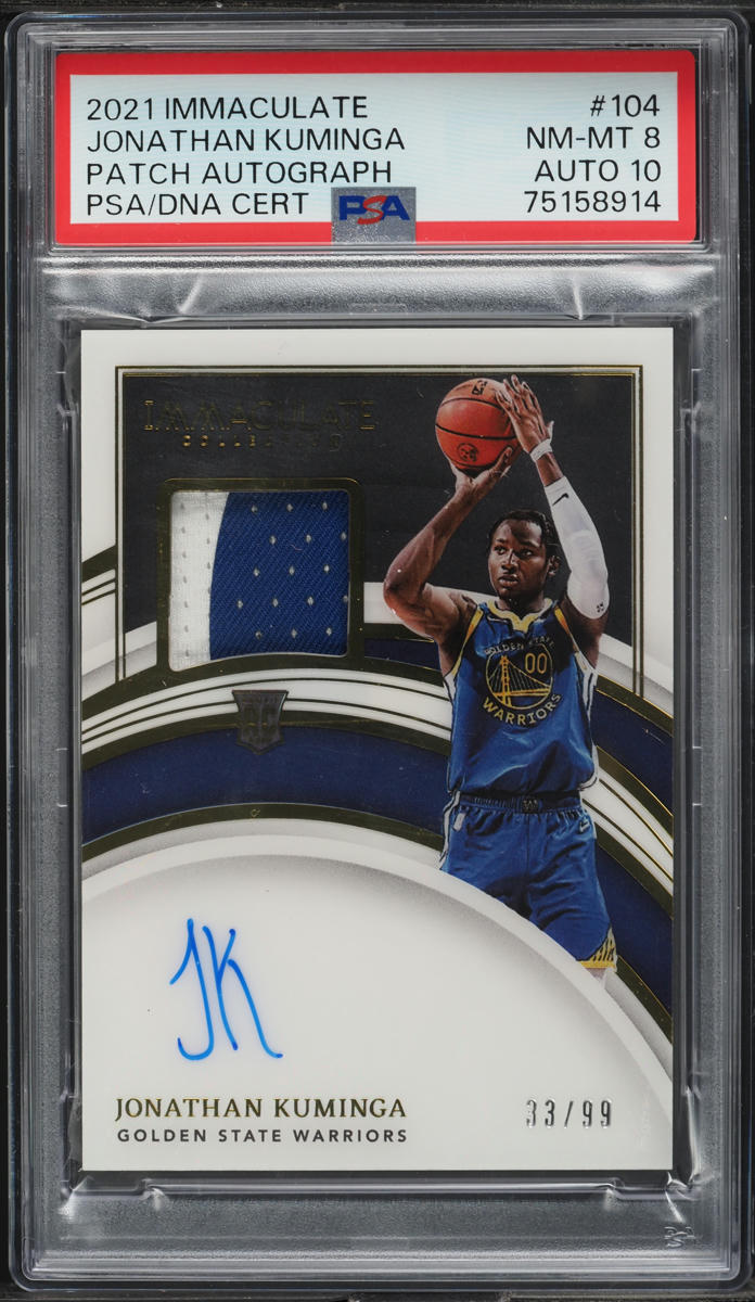 2021 Immaculate Collection Jonathan Kuminga ROOKIE PATCH AUTO DNA 10 / ...