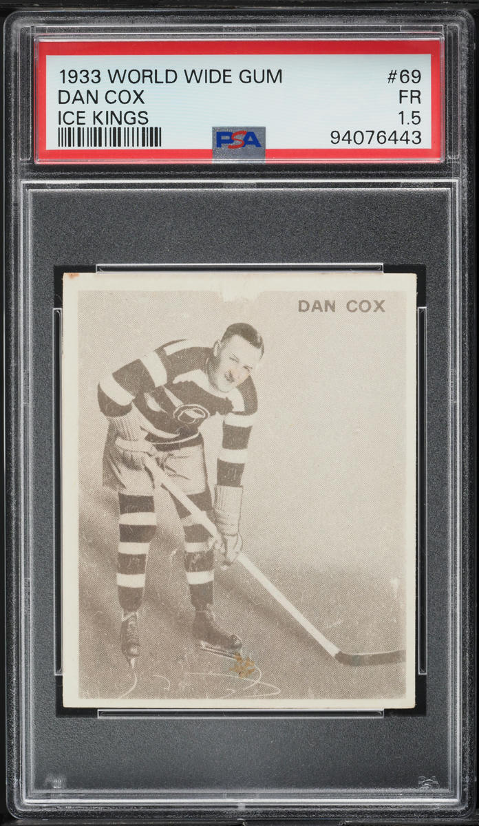 1933 World Wide Gum Ice Kings Dan Cox ROOKIE #69 PSA 1.5 FR on Fanatics Collect