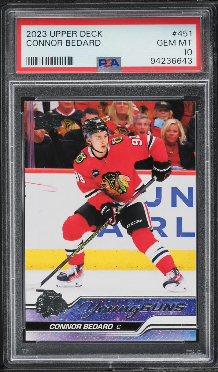 2023 Upper Deck Young Guns Connor Bedard Young Guns ROOKIE PSA 10 GEM ...