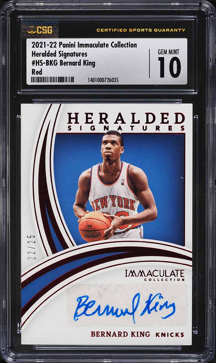 2021 Immaculate Collection Heralded Signatures Red Bernard King AUTO /25 CSG 10 on Fanatics Collect
