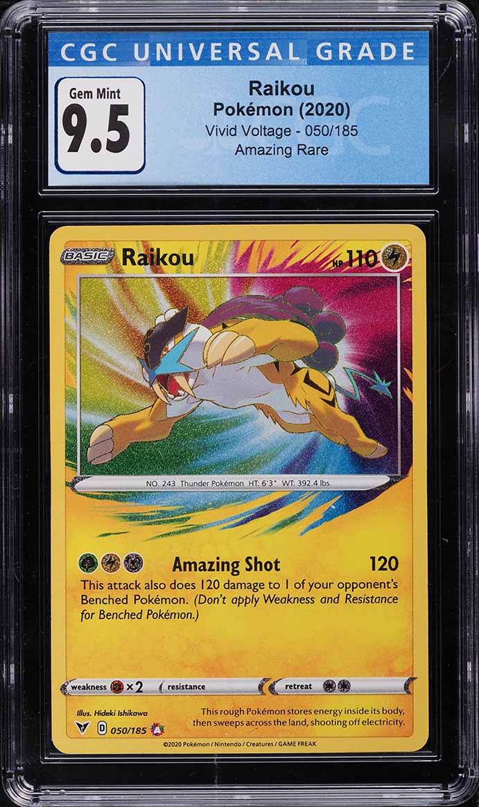 2020 Pokemon Sword & Shield Vivid Voltage Amazing Rare Raikou #50 CGC 9 ...