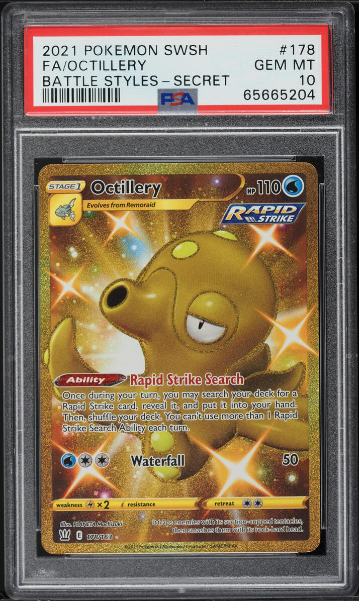 2021 Pokemon SWSH Battle Styles Hyper Rare Shiny Octillery #178 PSA 10 ...