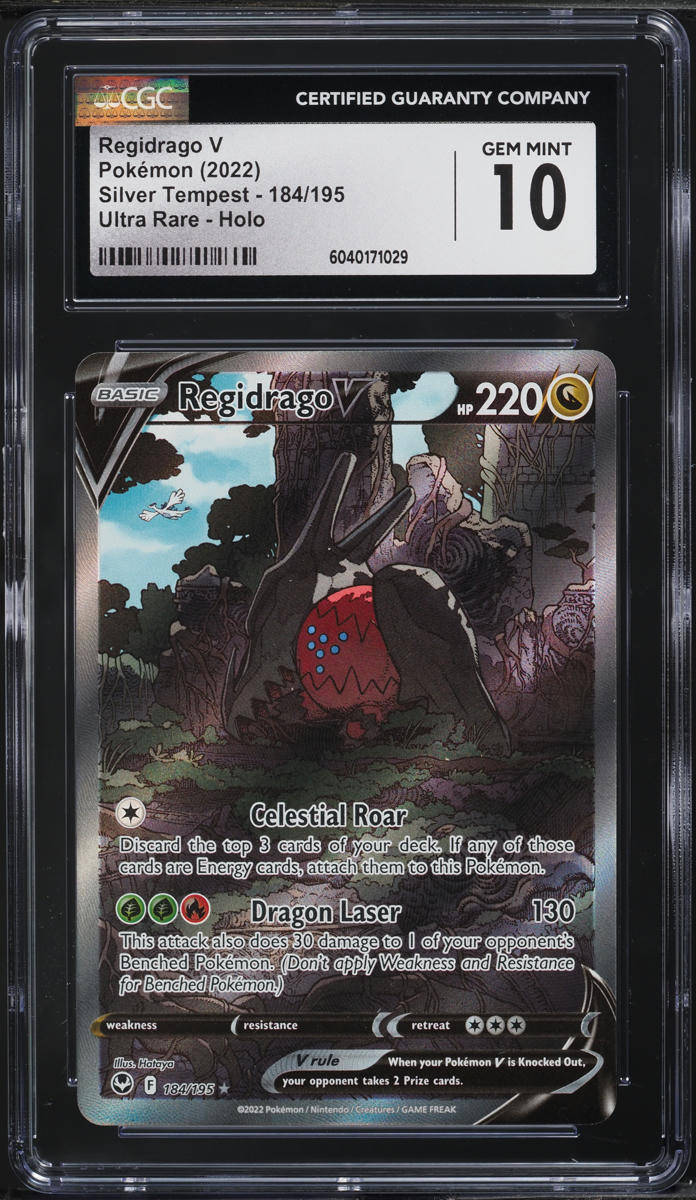 2022 Pokemon SWSH Silver Tempest Full Art Regidrago V #184 CGC 10 GEM MINT on Fanatics Collect