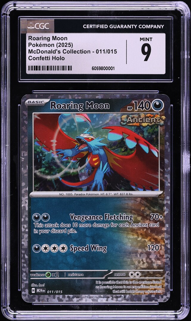 2025 Pokemon McDonald's Collection Confetti Holo Roaring Moon #11 CGC 9 ...