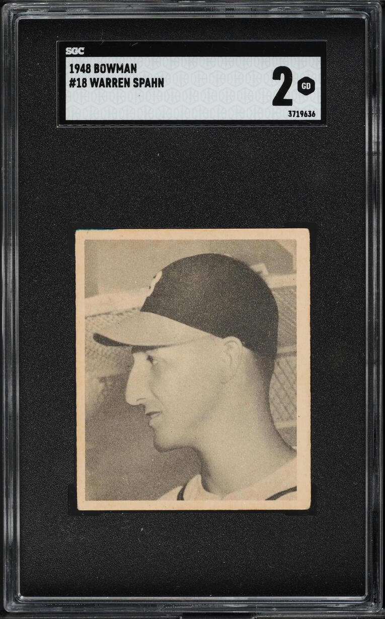 1948 Bowman Warren Spahn ROOKIE #18 SGC 2 GD on Fanatics Collect
