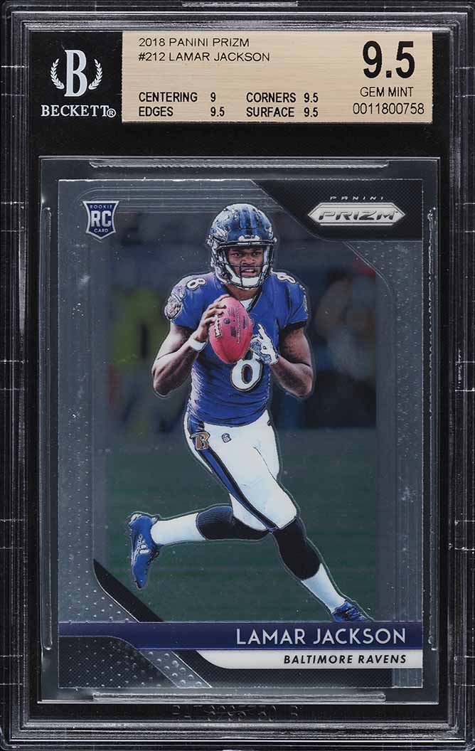 2018 Panini Prizm Lamar Jackson ROOKIE #212 BGS 9.5 GEM MINT on ...