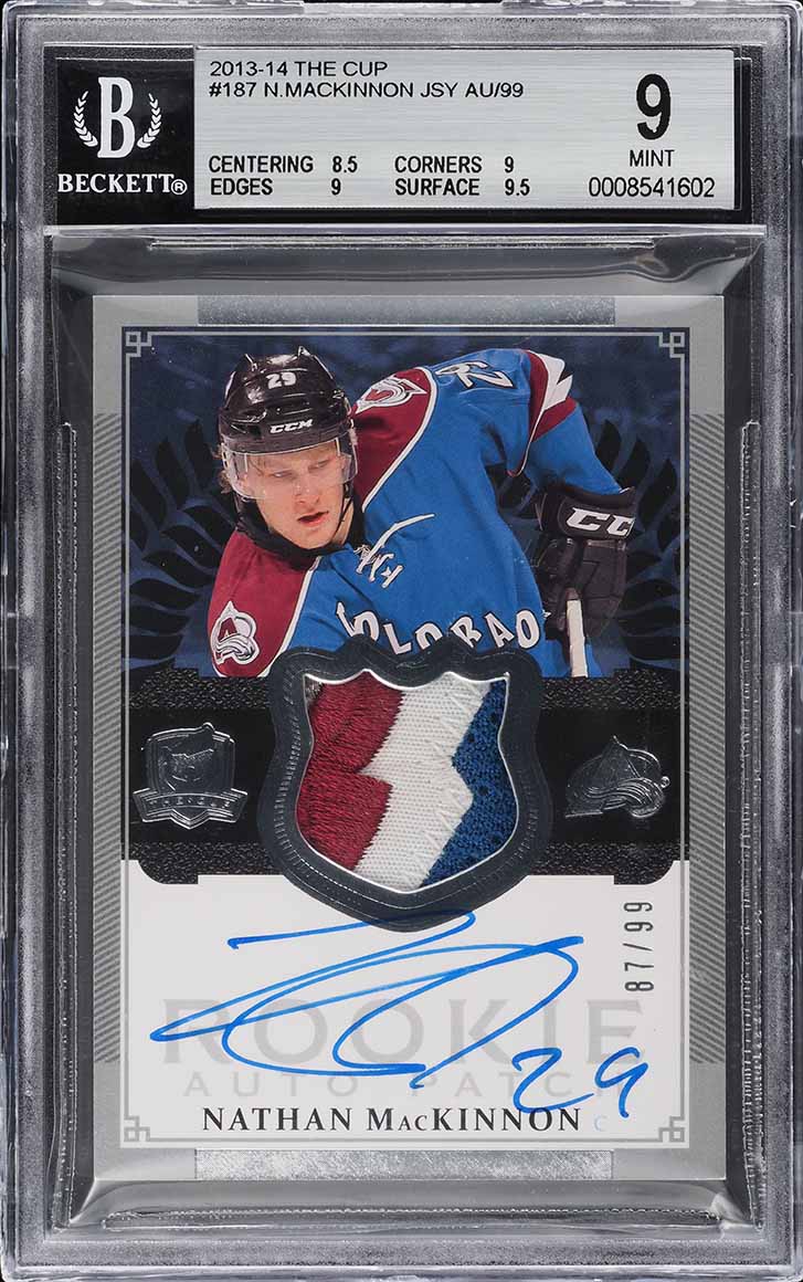 2013 The Cup Nathan Mackinnon ROOKIE PATCH AUTO /99 #187 BGS 9 MINT on ...