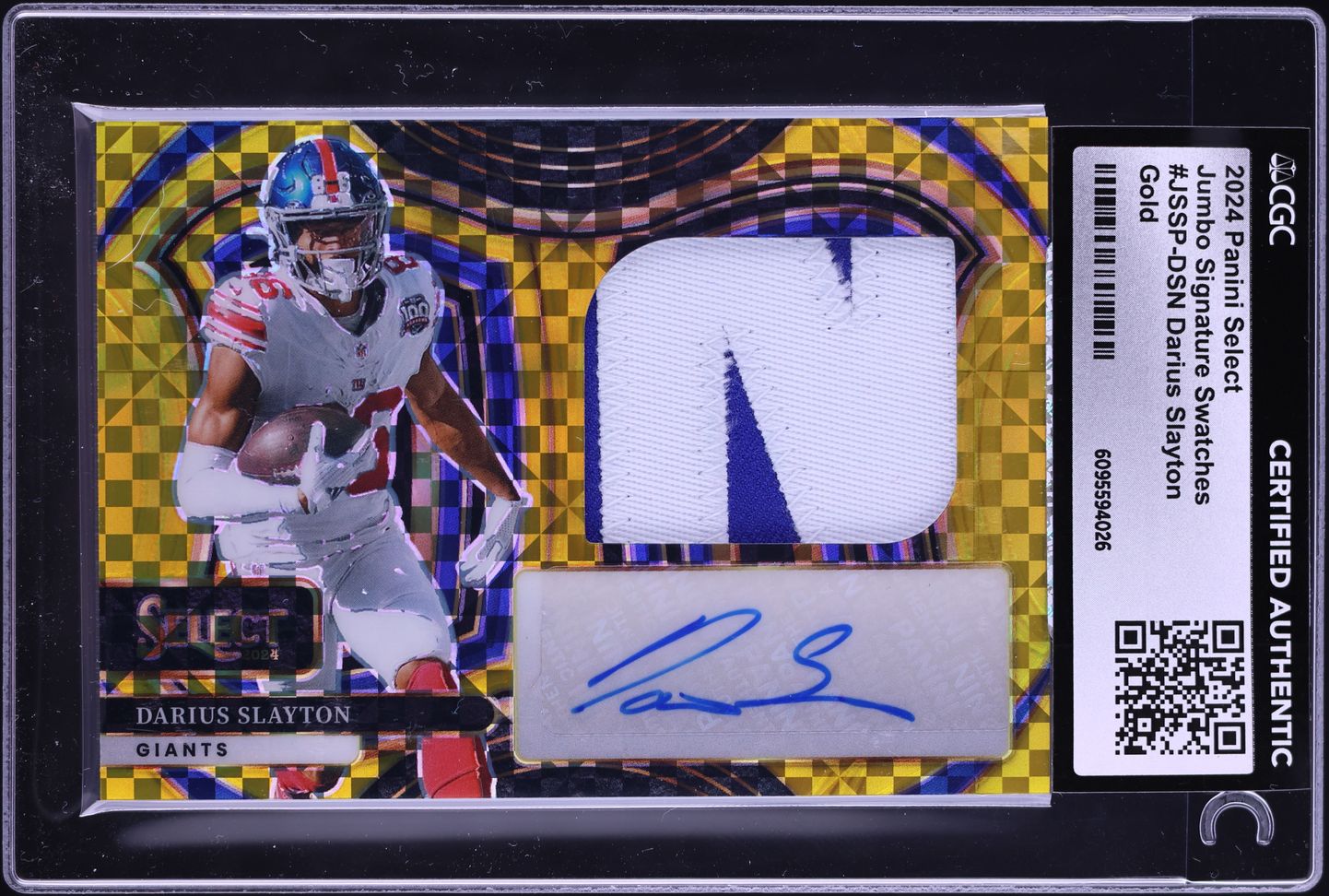 2024 Select Jumbo Signature Swatches Gold Darius Slayton PATCH AUTO /10 ...