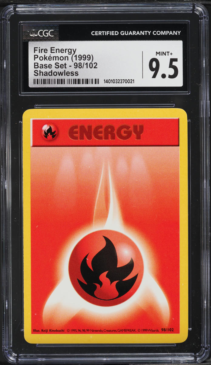 1999 Pokemon Base Set Shadowless Fire Energy #98 CGC 9.5 MINT+ on ...