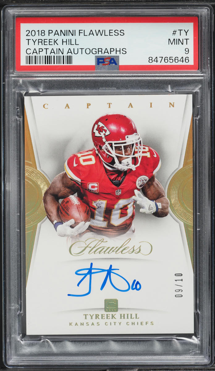 2018 Panini Flawless Captain Tyreek Hill AUTO /10 #CAP-TY PSA 9 MINT on ...