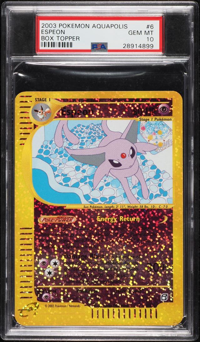 2003 Pokemon Aquapolis Box Topper Espeon #6 PSA 10 GEM MINT on Fanatics ...
