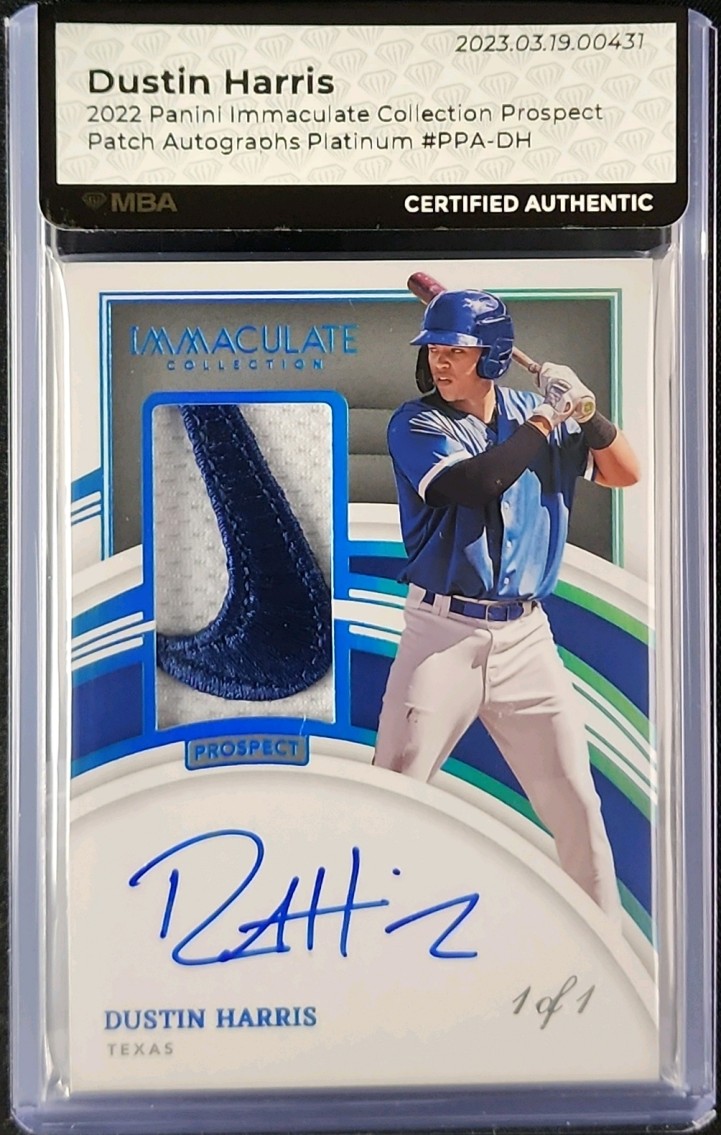 2022 Immaculate Collection Platinum Dustin Harris ROOKIE PATCH AUTO 1/1 ...