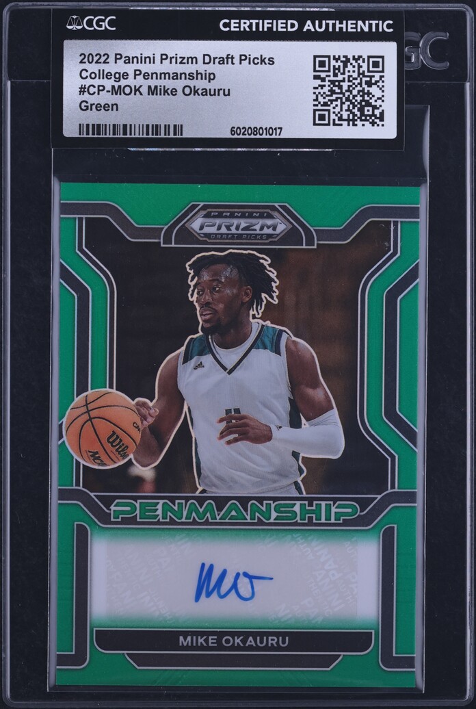 2022 Panini Prizm DP College Penmanship Green Mike Okauru ROOKIE AUTO ...