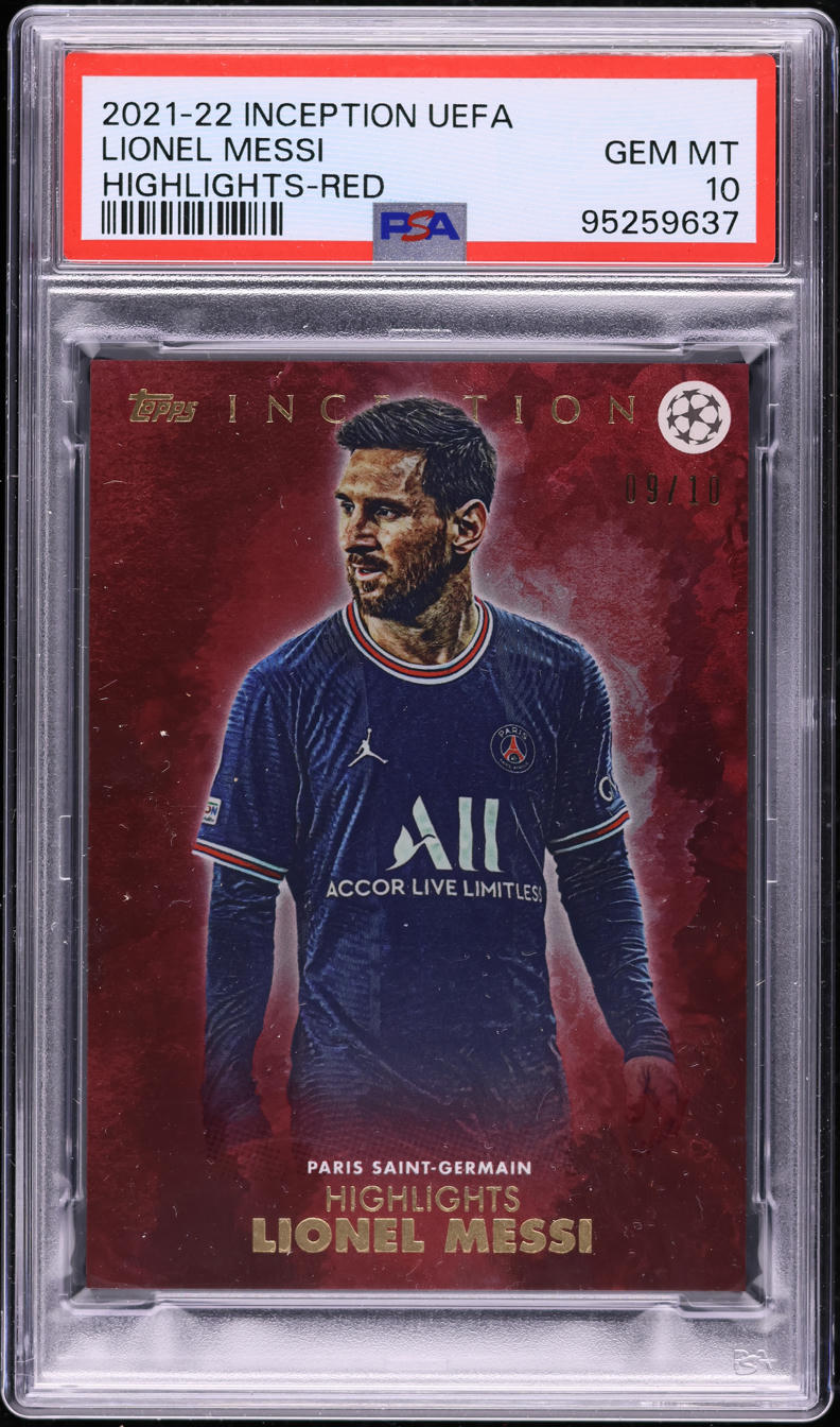 2021 Topps Inception UEFA Highlights Red Lionel Messi /10 PSA 10 GEM ...