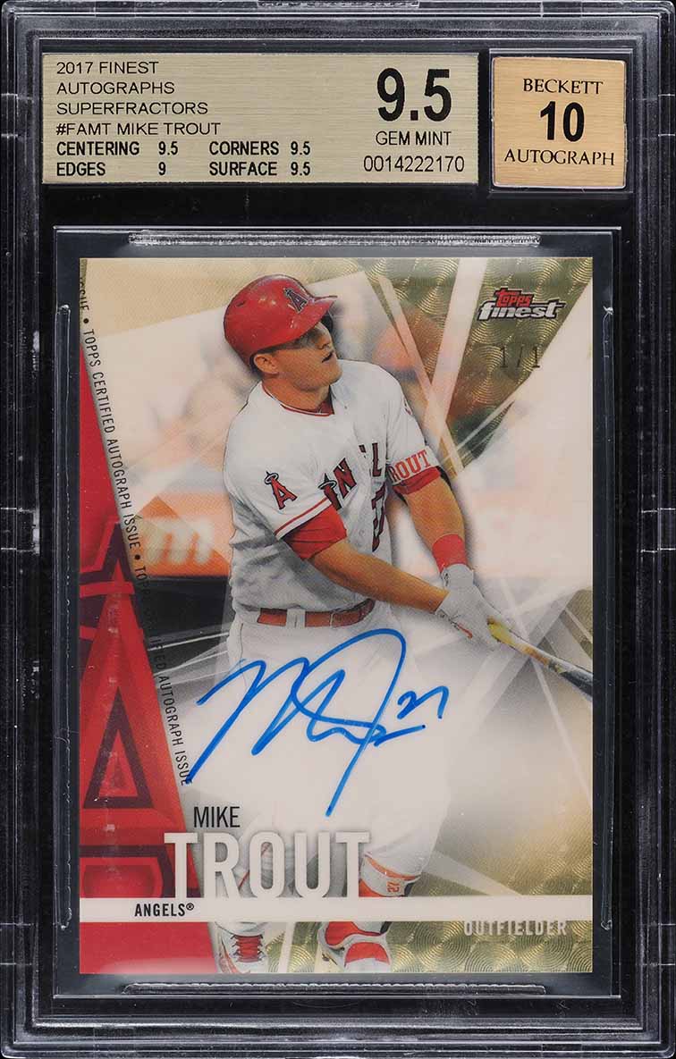 2017 Finest Autographs Superfractor Mike Trout AUTO 1/1 #FAMT BGS 9.5 ...