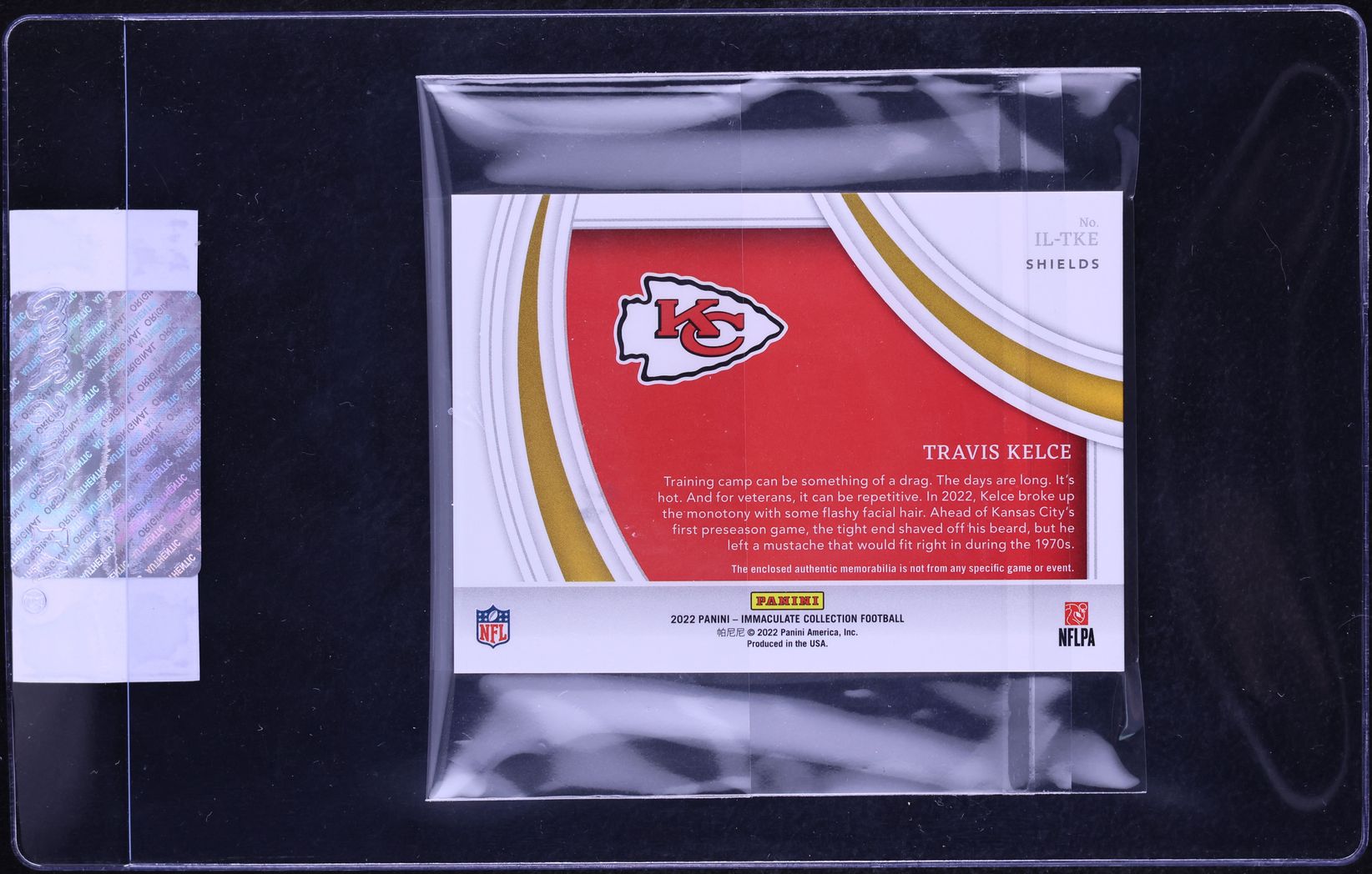 2022 Immaculate Collection Travis Kelce NFL SHIELD PATCH 1/1 #IL-TKE ...