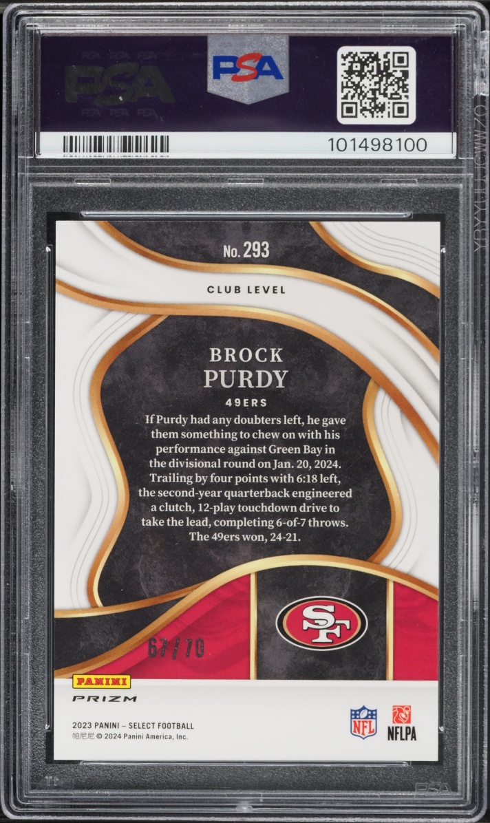 2023 Select Club Level Dragon Scale Prizm Brock Purdy /70 #293 PSA 10 ...