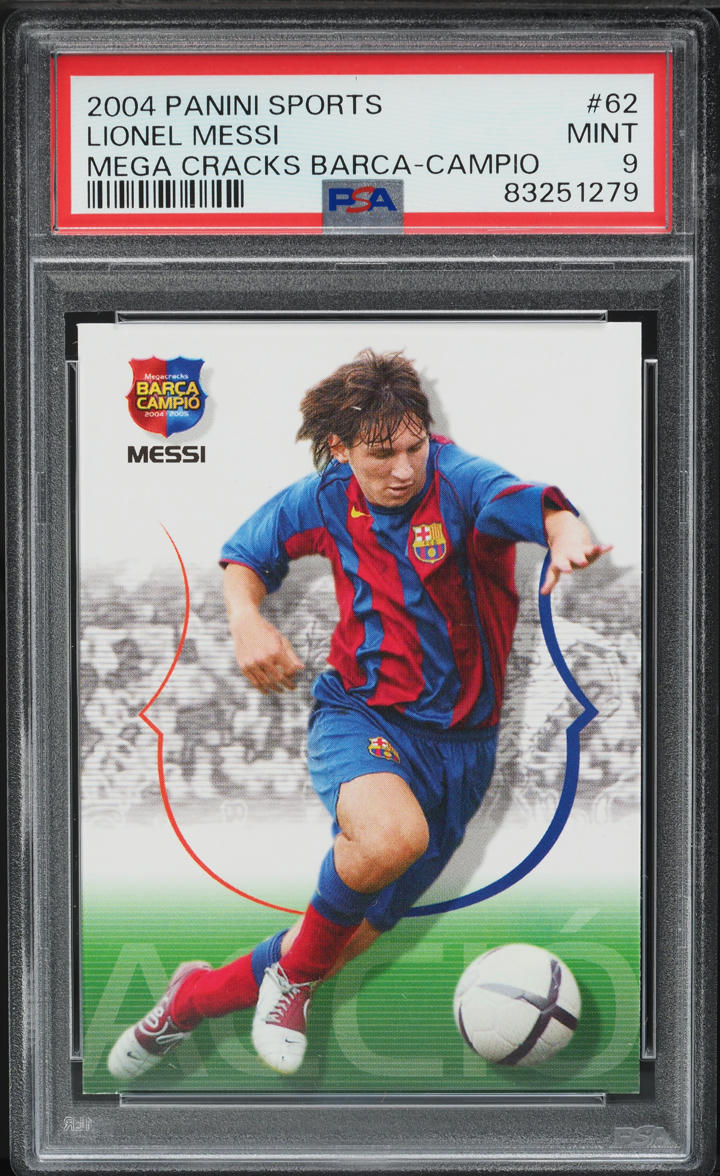 2004 Panini Sports Mega Cracks Barca Campio Lionel Messi ROOKIE #62 PSA ...