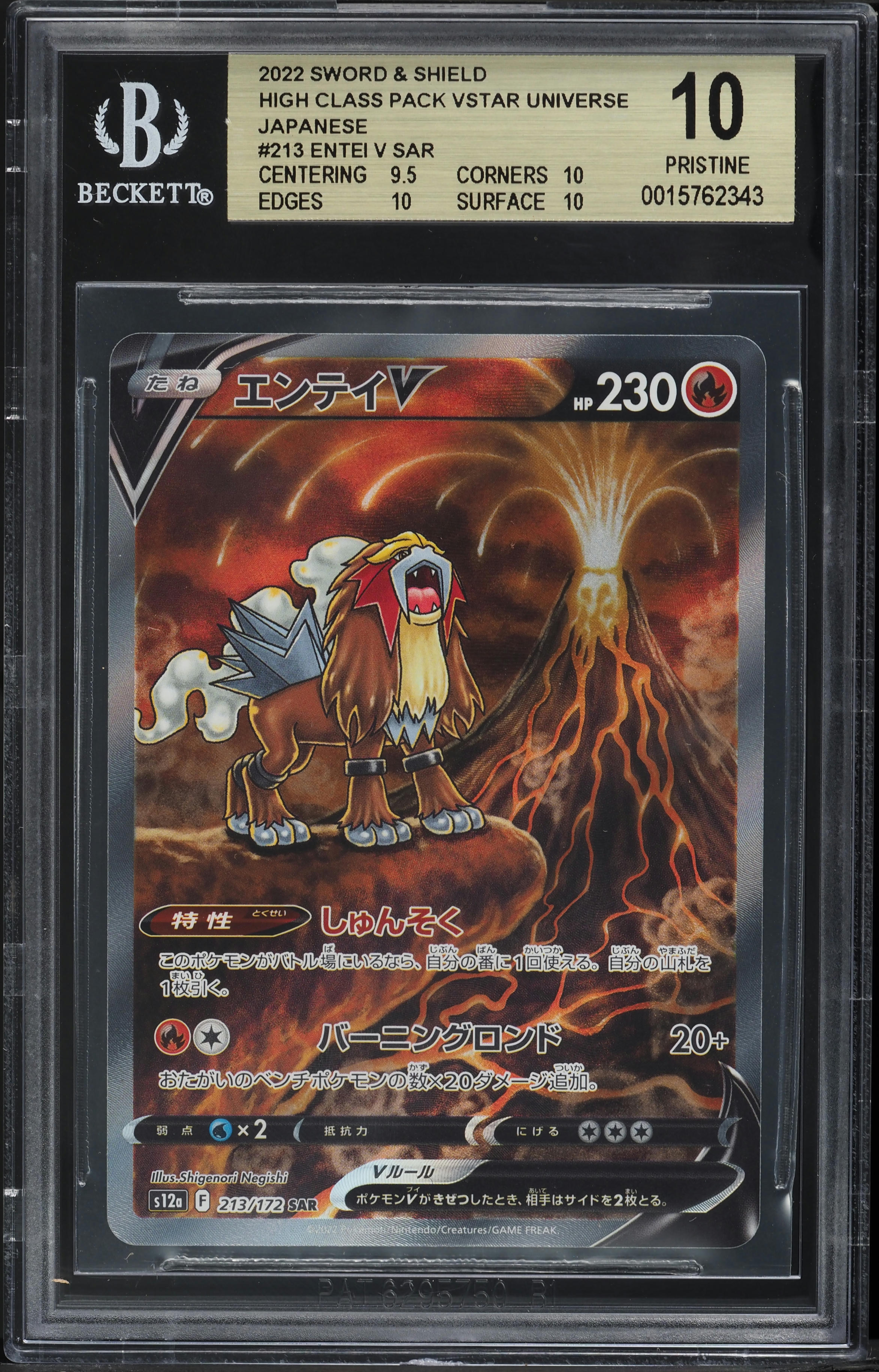 2022 Pokemon Japanese SWSH VSTAR Universe Alt Art Entei V #213 BGS 10 ...