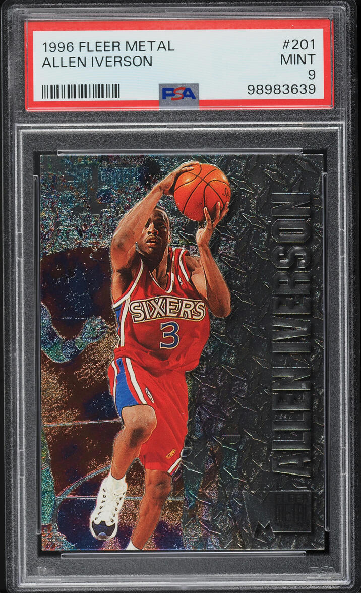 1996 Metal Basketball Allen Iverson ROOKIE #201 PSA 9 MINT on Fanatics ...
