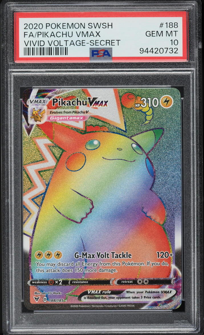 2020 Pokemon SWSH Vivid Voltage Hyper Rare Pikachu VMAX #188 PSA 10 GEM ...