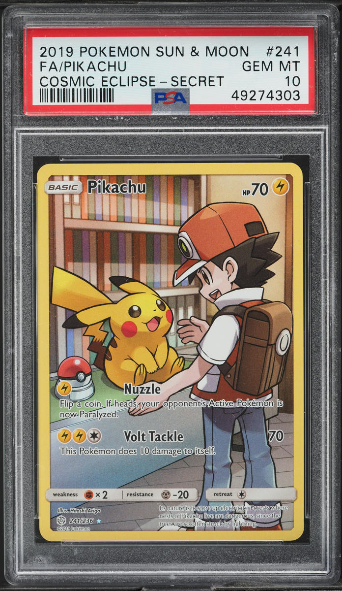 2019 Pokemon Sun & Moon Cosmic Eclipse Full Art Pikachu #241 PSA 10 GEM ...