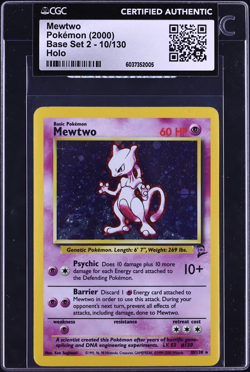 2000 Pokemon Base Set 2 Holo Mewtwo #10 CGC AUTH on Fanatics Collect