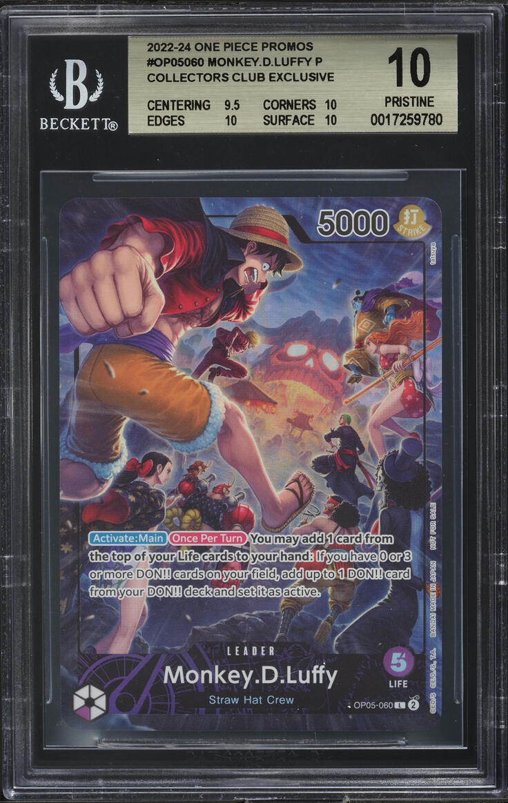 2022 One Piece Promo Collectors Club Exclusive Monkey D. Luffy BGS 10 ...