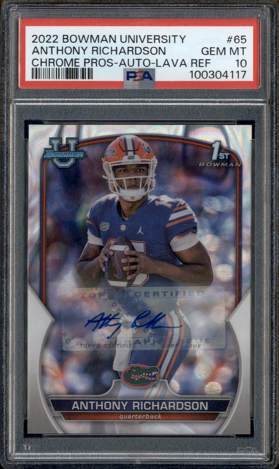 2022 Bowman Chrome University Rookie Auto Lava Anthony Richardson RC ...