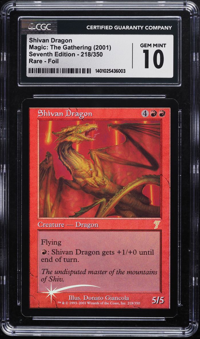 2001 Magic The Gathering MTG Seventh Edition Foil Shivan Dragon #218 ...