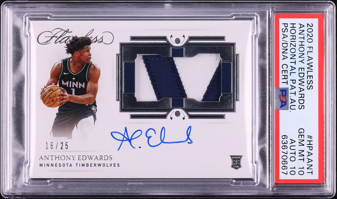 2020 Panini Flawless Horizontal Anthony Edwards RC PATCH AUTO DNA 10 / ...