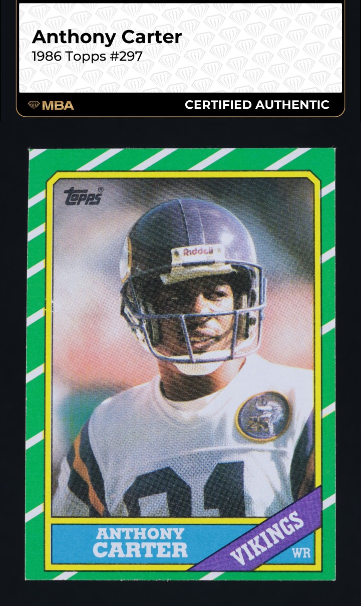 1986 Topps Football Anthony Carter ROOKIE #297 MBA AUTH on Fanatics Collect
