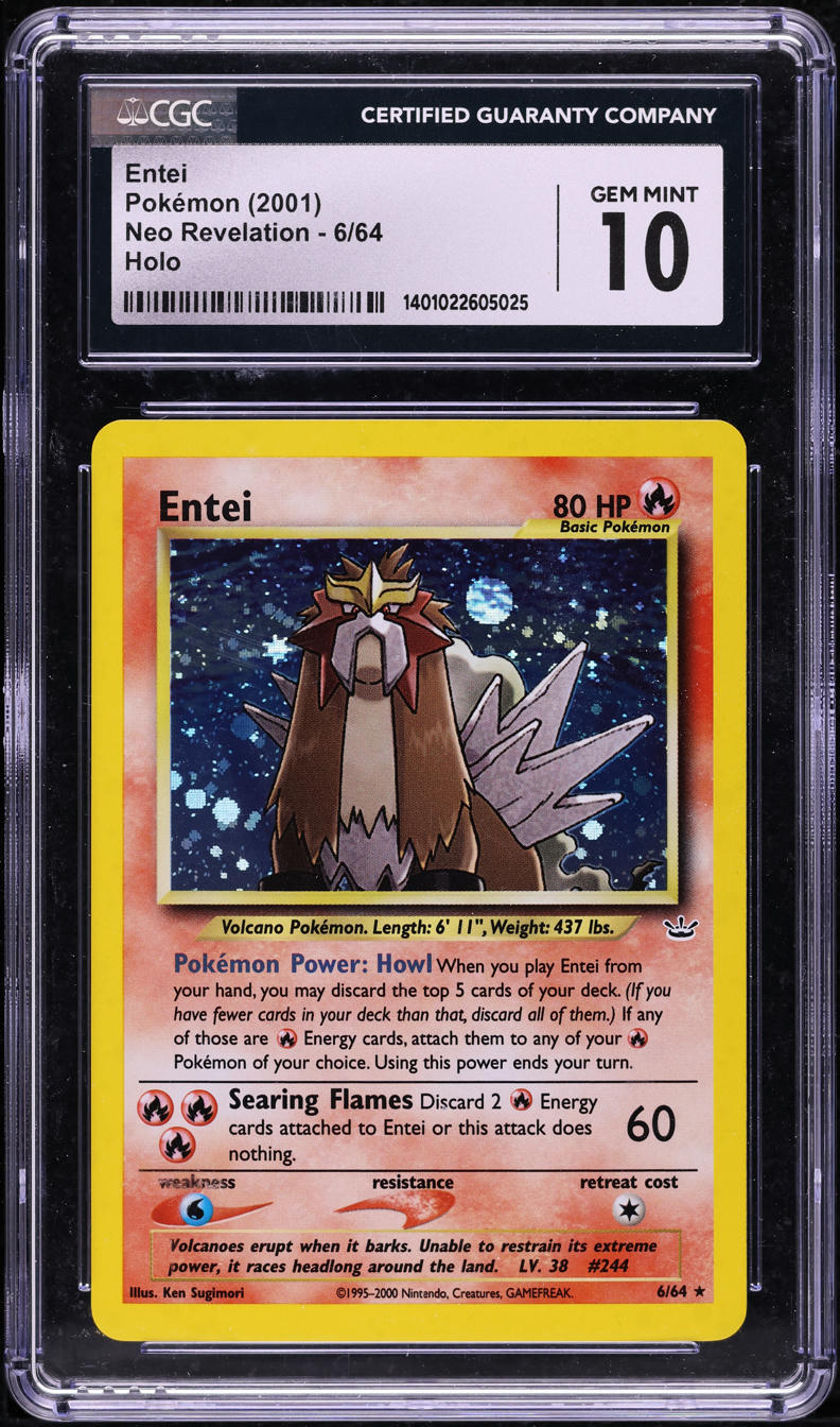 2001 Pokemon Neo Revelation Holo Entei #6 CGC 10 GEM MINT on Fanatics Collect